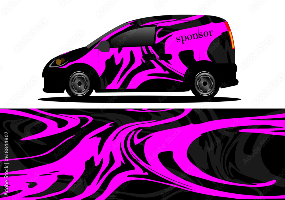 purple color car sticker design vector. Graphic abstract line racing ...