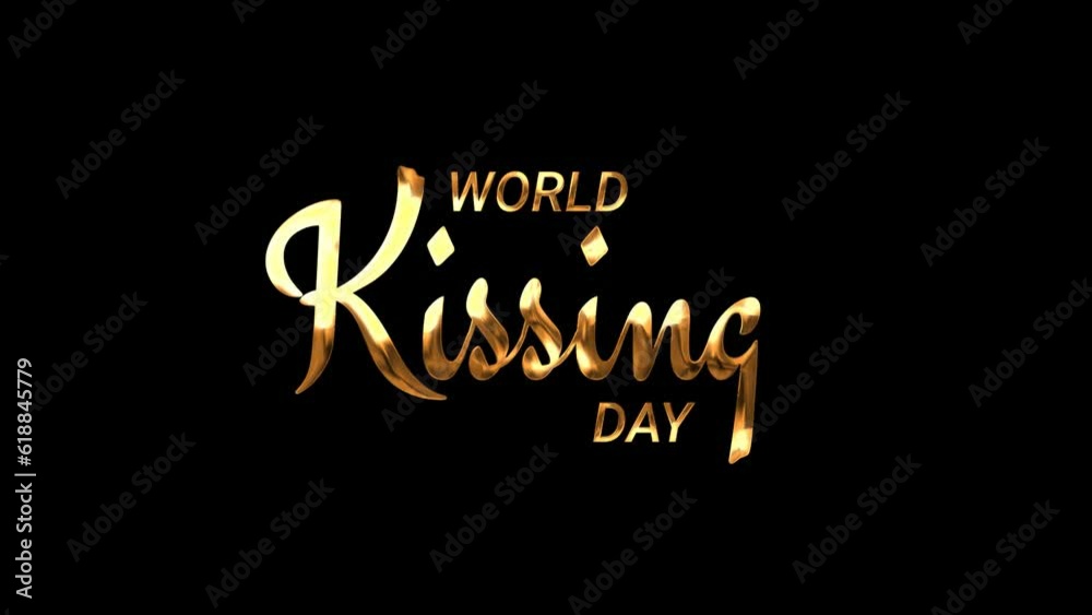 World Kissing day lettering text Animationin gold color. kissing day ...