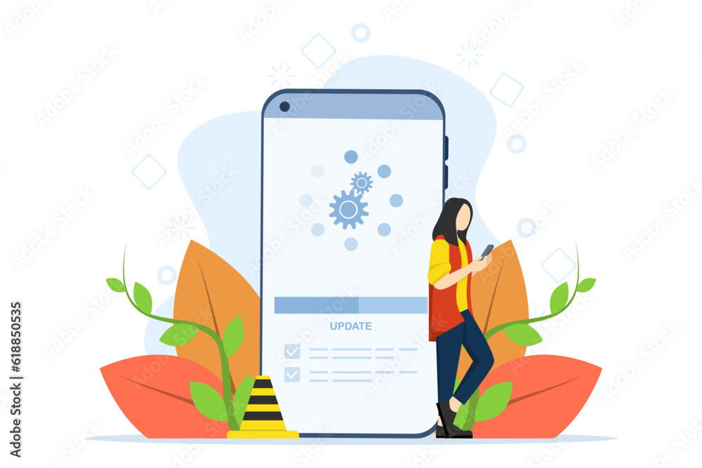 Concept of system update, integration, software installation. User ...