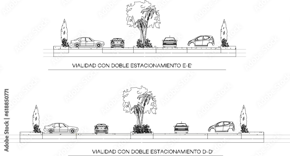 Vector sketch illustration of detailed highway section design with ...