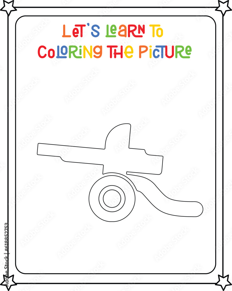 cannon hand draw suitable for children's coloring page vector ...