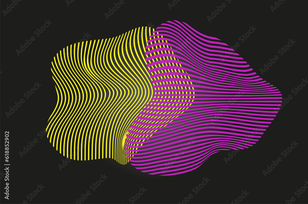 Two abstract shapes of broken lines intersect each other. Geometric ...