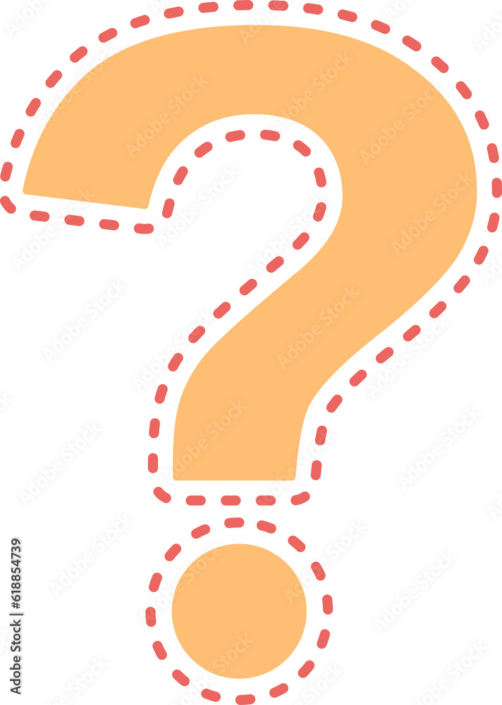 Cute Element of dotted line yellow question mark by hand drawn design ...