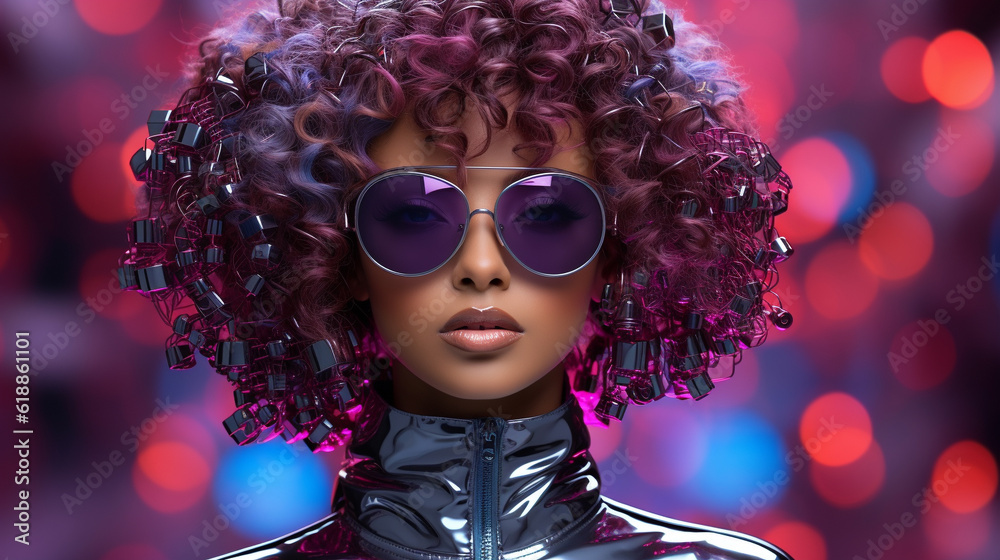 Diva, woman on a colourful neon background. Stock Photo | Adobe Stock