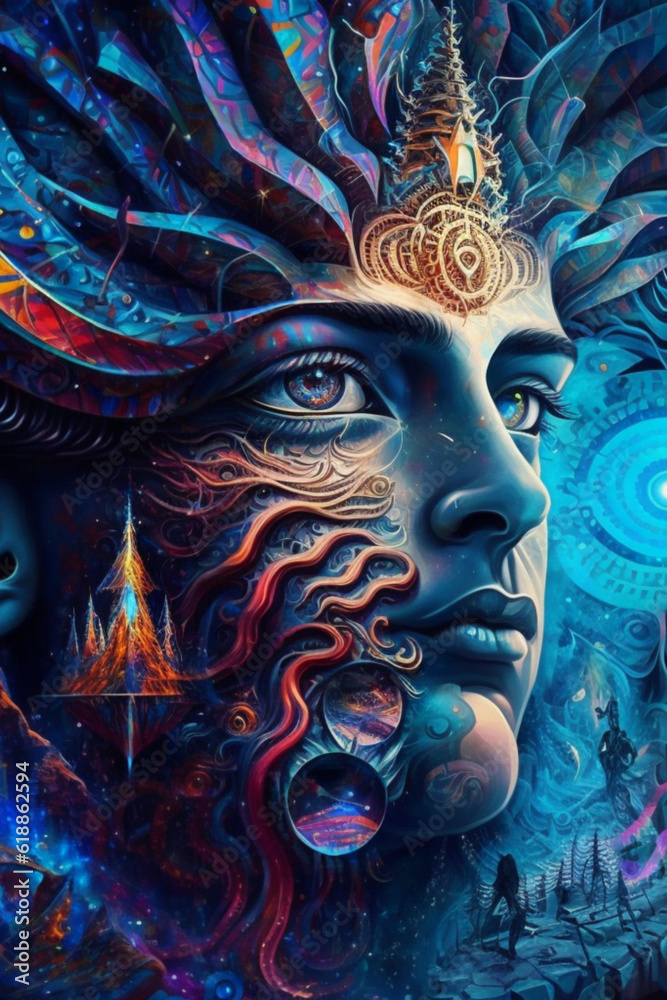 Hindu god Shiv image with beautiful blue color with some design on it's ...