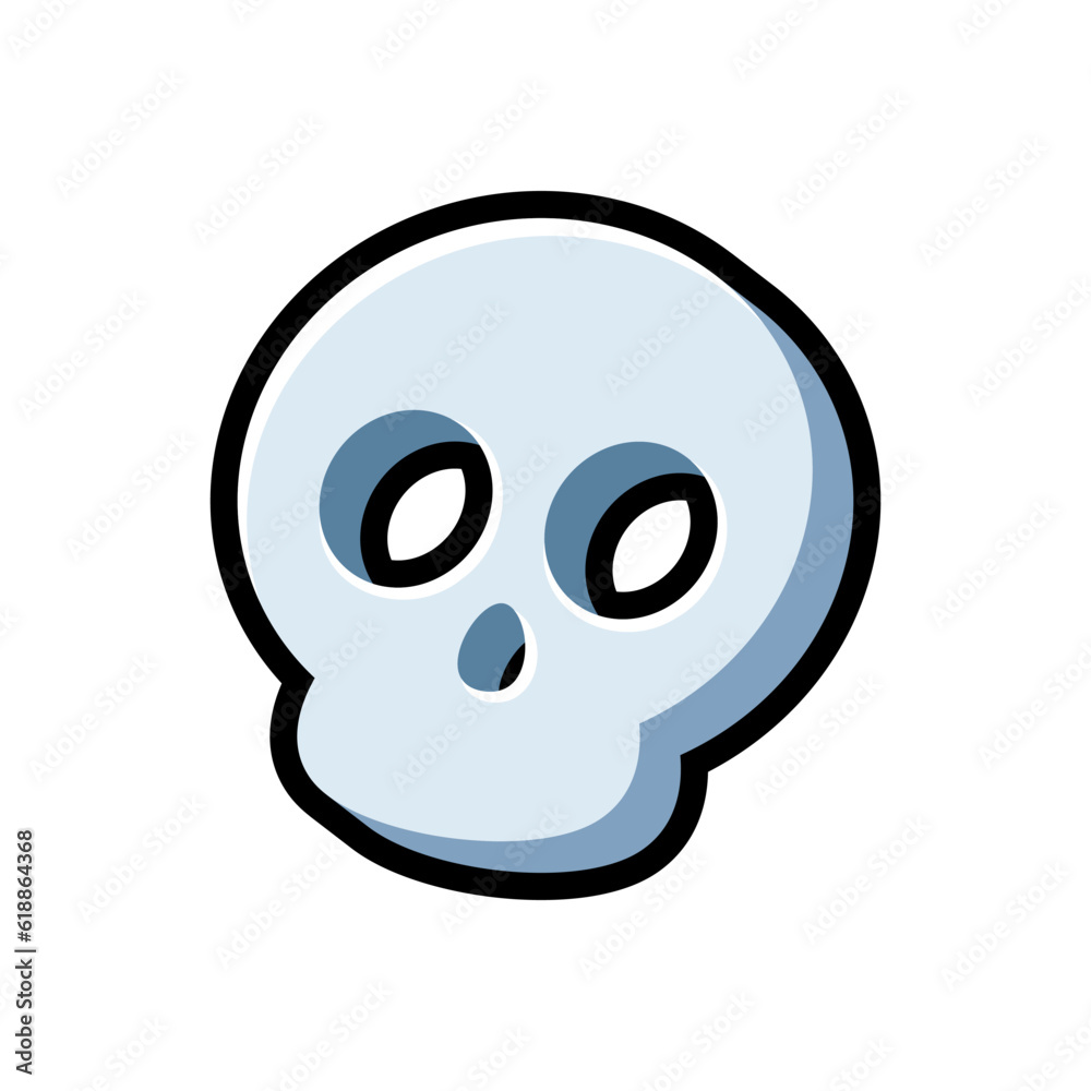 Isolated flat 3d skull icon for game, interface, sticker, app. The sign ...