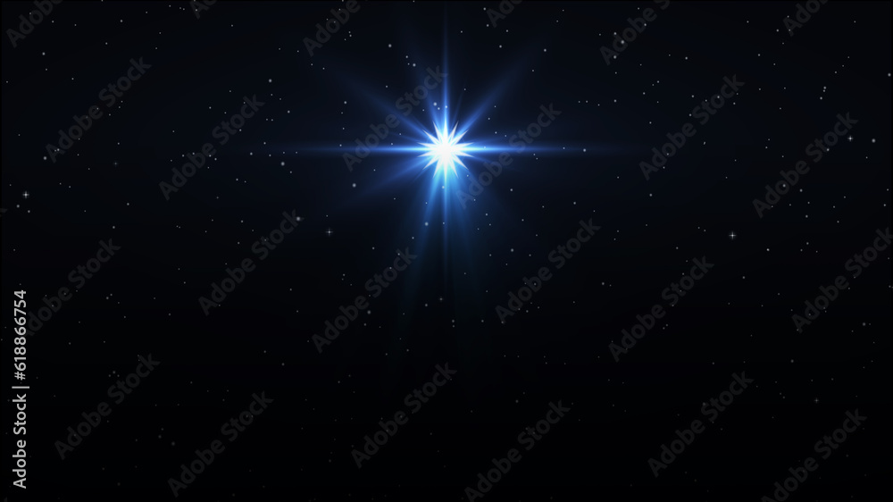 Star of Jesus with rays of light. Christmas star of the Nativity of ...