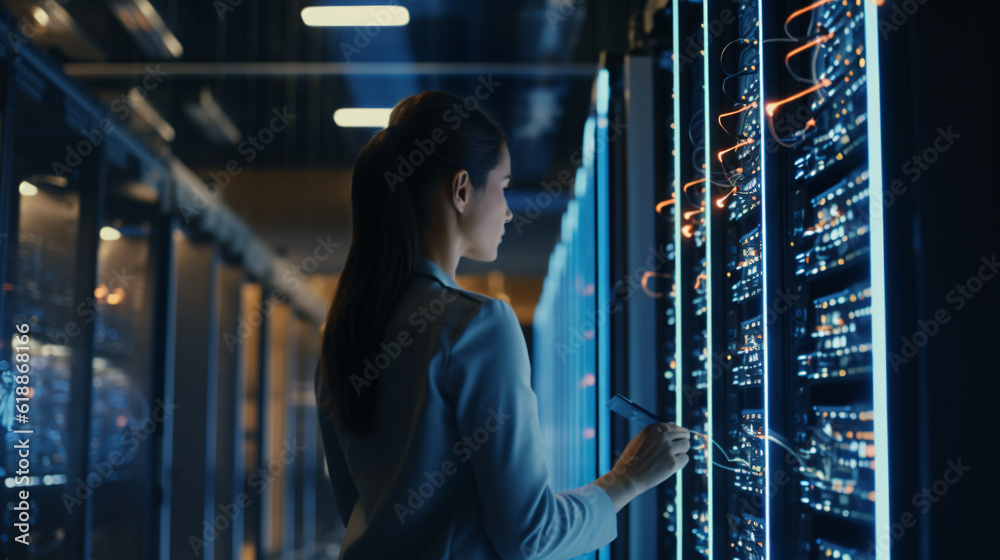 3D Render: Successful Female IT Specialist Harnessing Augmented VFX in ...