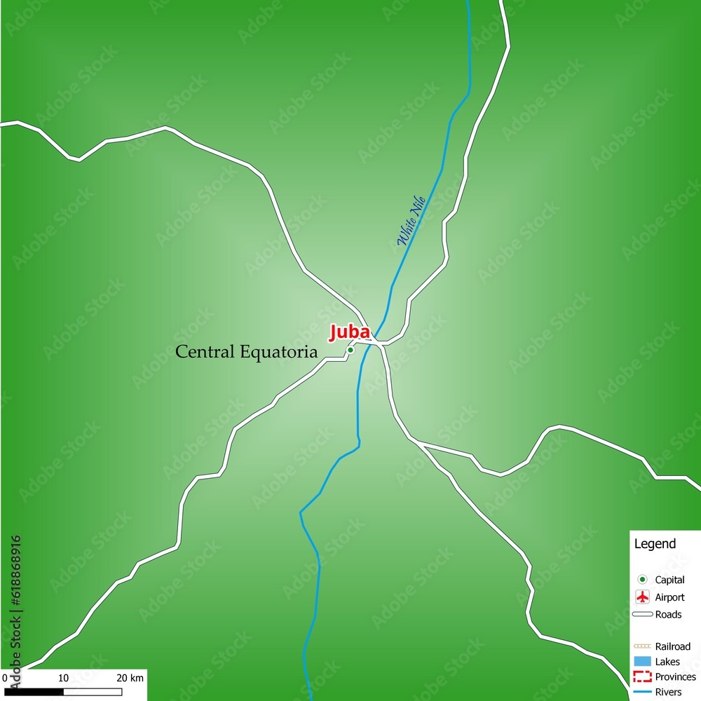 Ilustração do Stock: Map of the capital city Juba with main streets ...