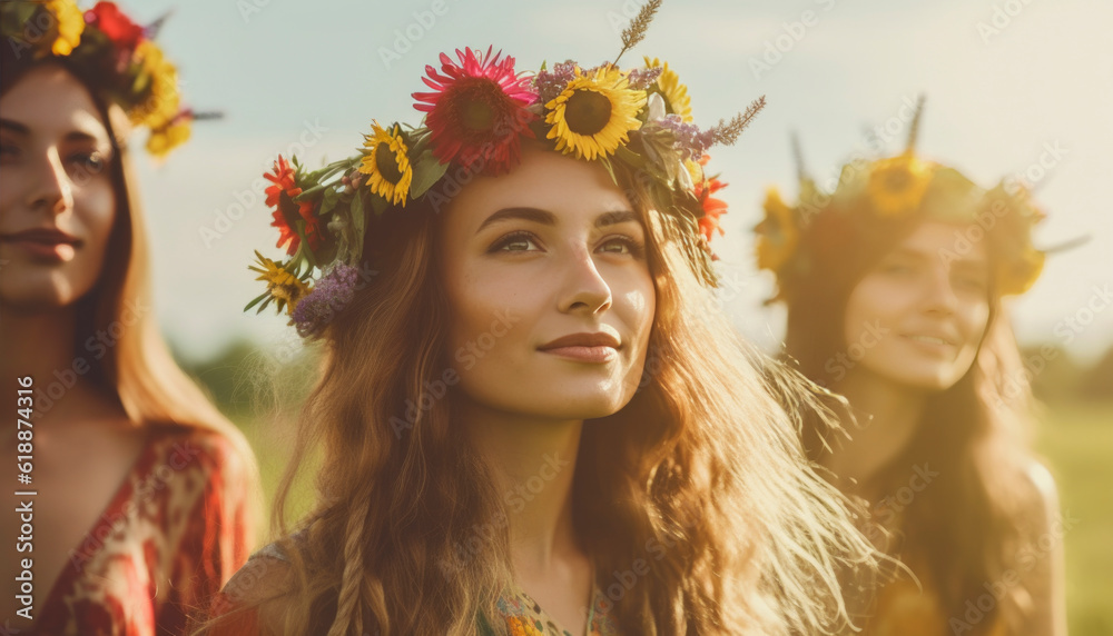 Spiritual solstice ritual celebrated at dawn in the midsummer ...