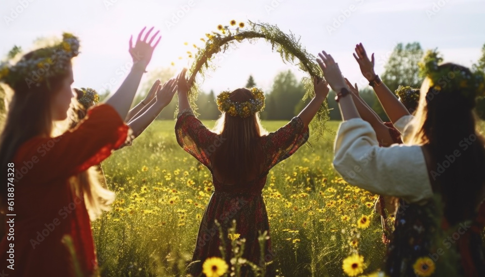 Spiritual solstice ritual celebrated at dawn in the midsummer ...