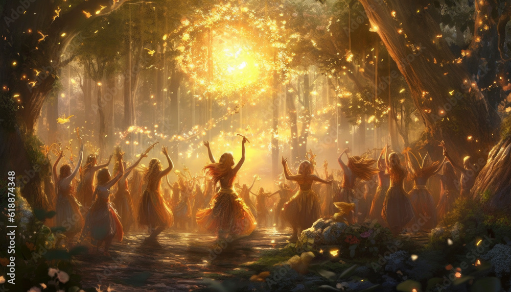 Spiritual solstice ritual celebrated at dawn in the midsummer ...