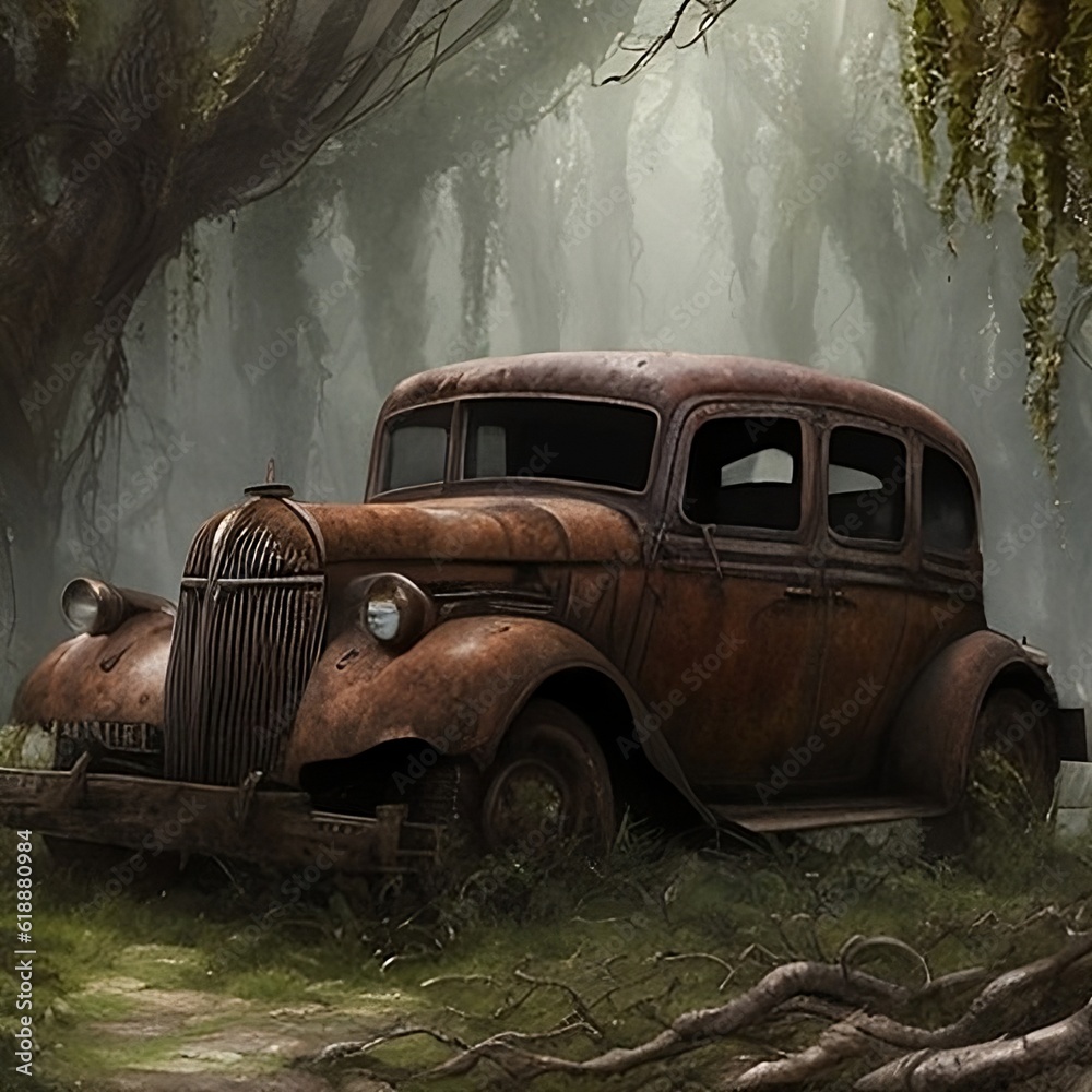 Discover the mesmerizing beauty of an old rusted car overgrown with ...