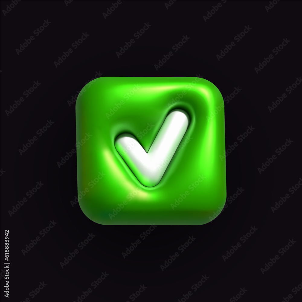 3d check mark icon. Inflatable exclamation sign green check mark ...