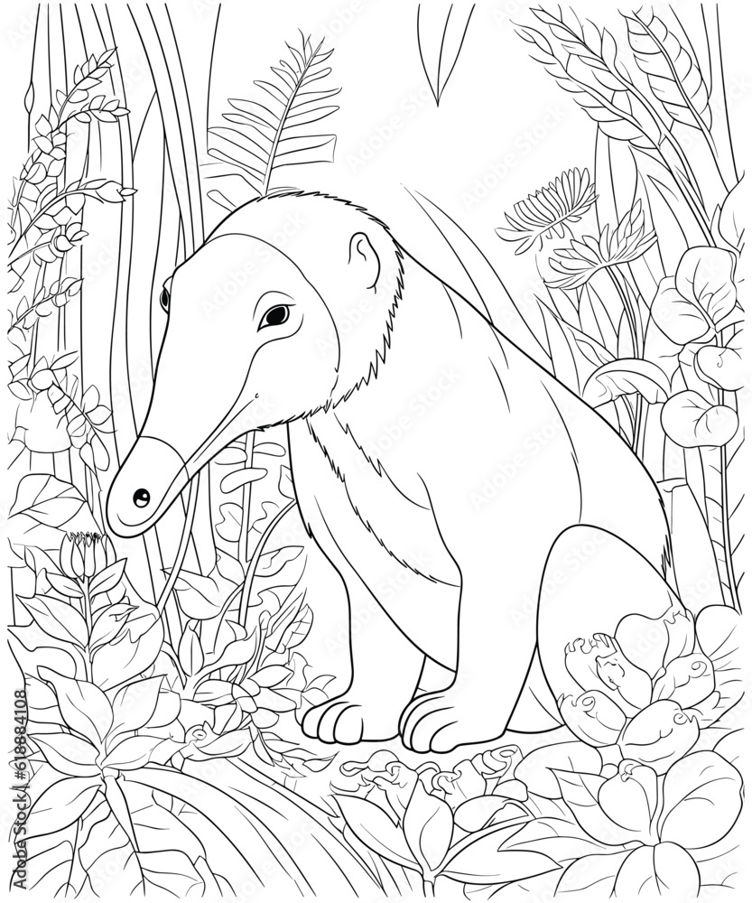 Anteater coloring Page for adults vector illustration Stock Vector ...