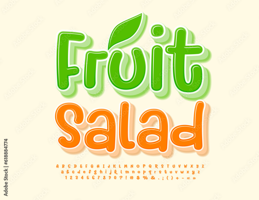Vector creative Logo Fruit Salad. Funny handwritten Font. Playful ...