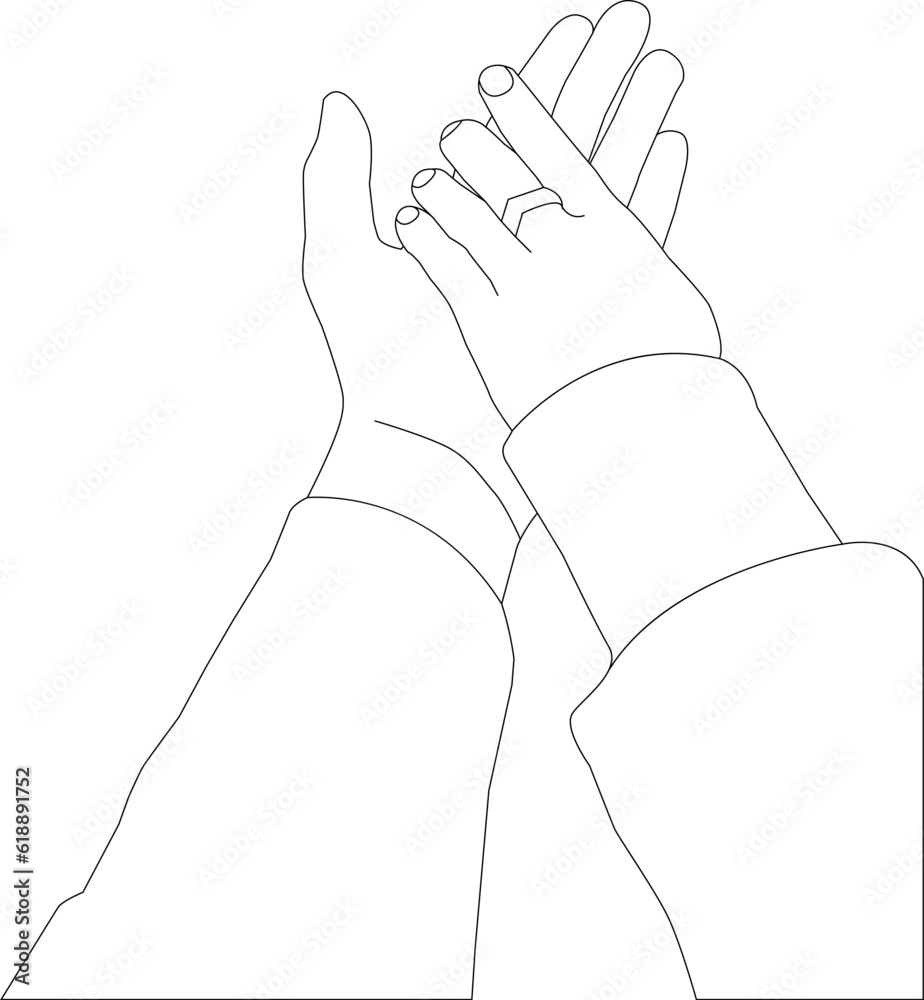 One line drawing hand holding and outline vector on white background ...