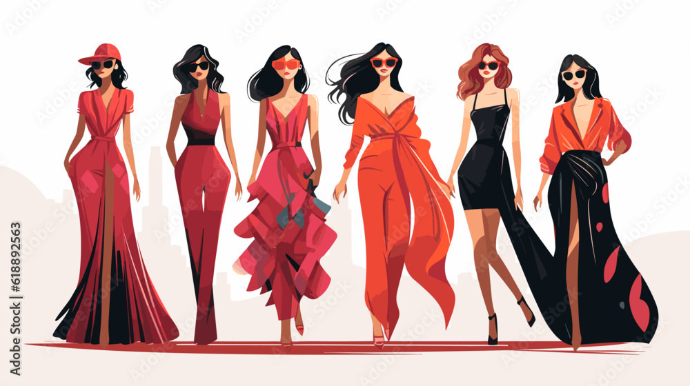 Fashion models doodle style whit vector illustration Stock Vector ...