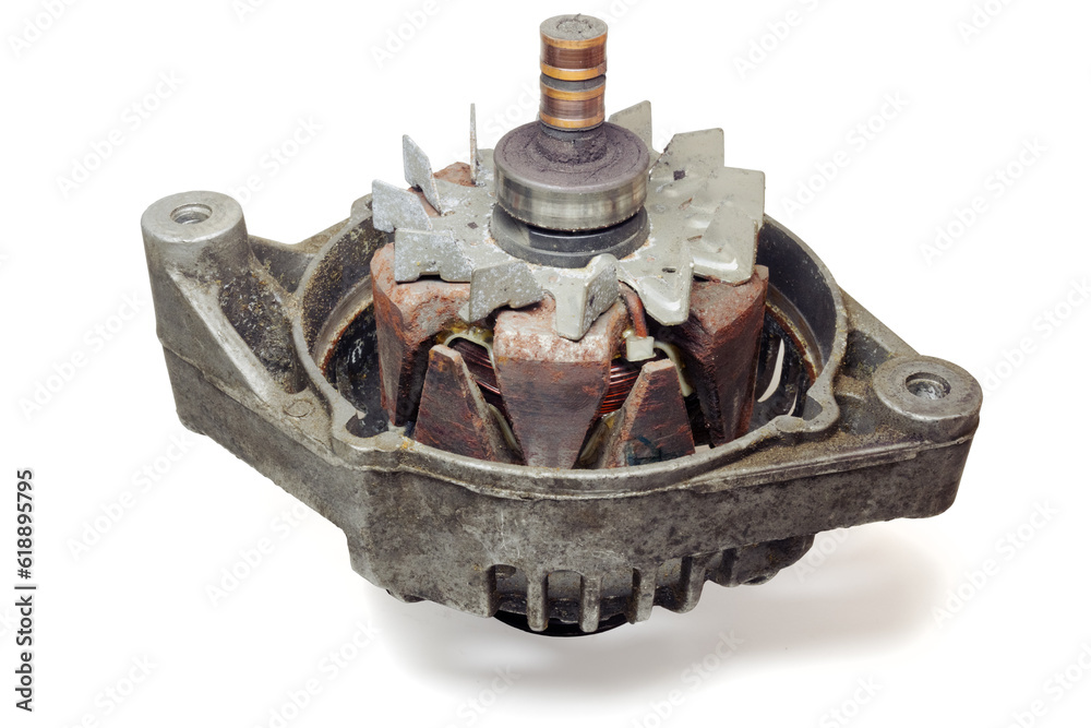 car alternator rotor assembly with metal fan under roller bearing and ...