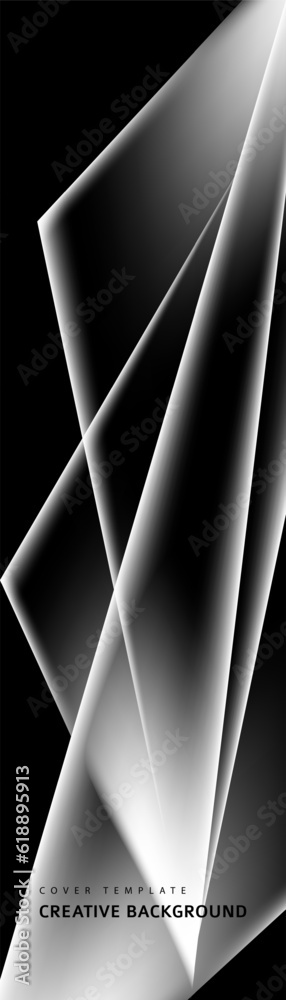 Abstract black, white and gray triangle overlaying layer background ...