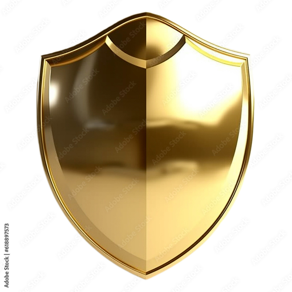 Majestic 3D Golden Shield Design on Isolated Transparent Background ...