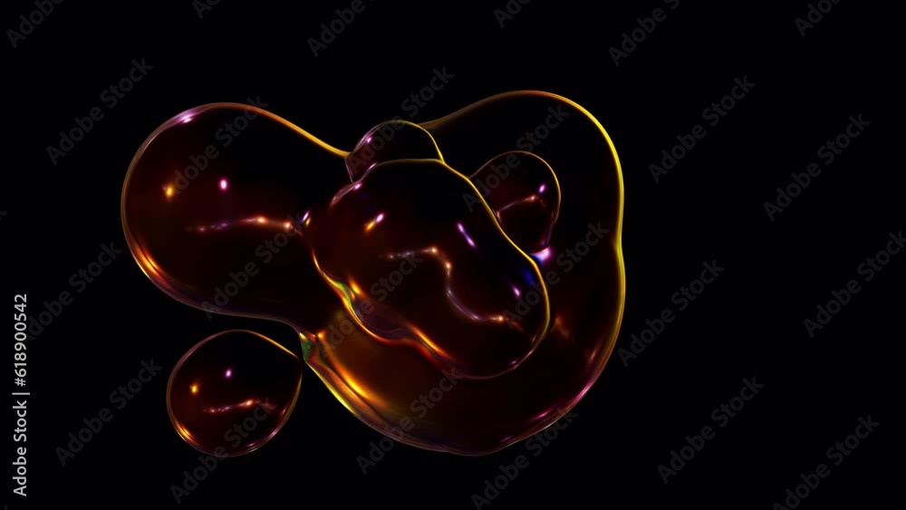 Liquid blobs transform with a metaball animation. 3D Abstract multicolor Metaballs on a ...