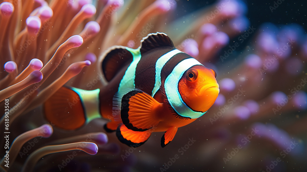 A Portrait of an Clownfish Amidst an Enchanting Coral Reef, Where the ...