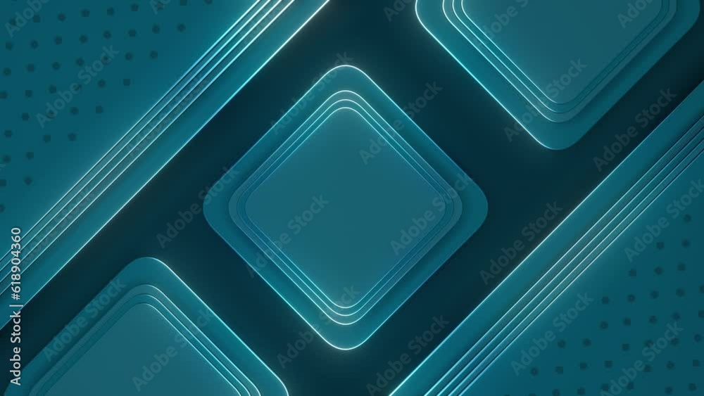 This stock motion graphic video of 4K abstract blue shapes with glowing lightswalls with gentle ...