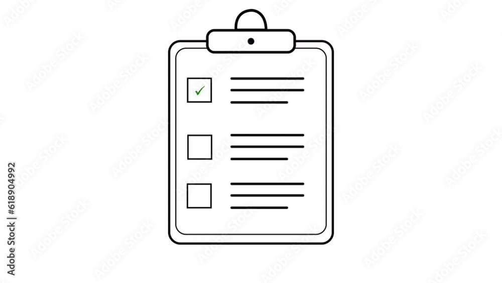 Animated clipboard and checklist line icons. 2d animation, cartoon ...