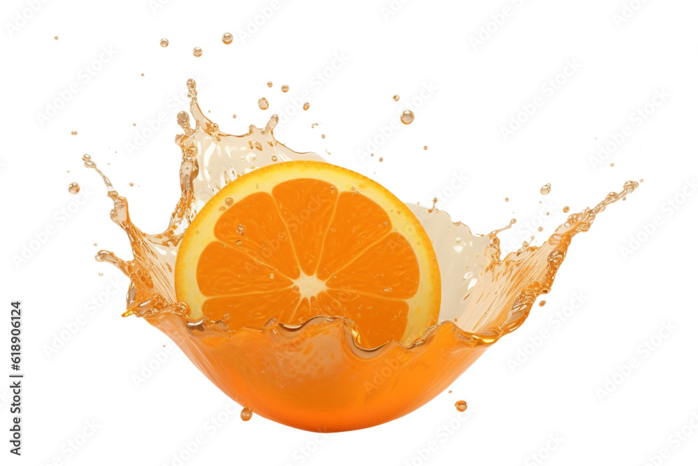 Vibrant Orange Explosion with Fresh Citrus Splash on Isolated ...