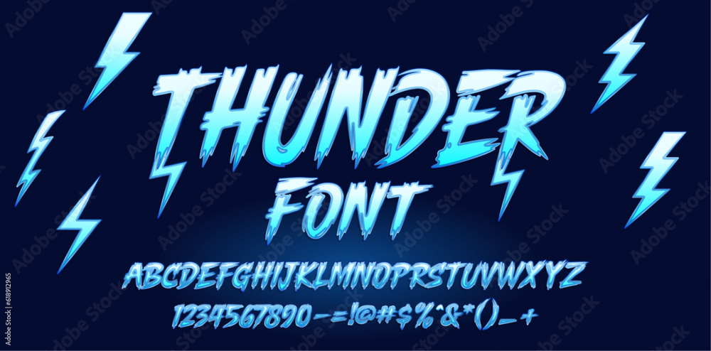 3d text effect with lightning streaks. Editable font style Stock Vector ...