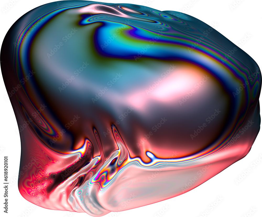 Iridescent Metallic Cloth Distortion Warp 3d Shape on Transparent ...