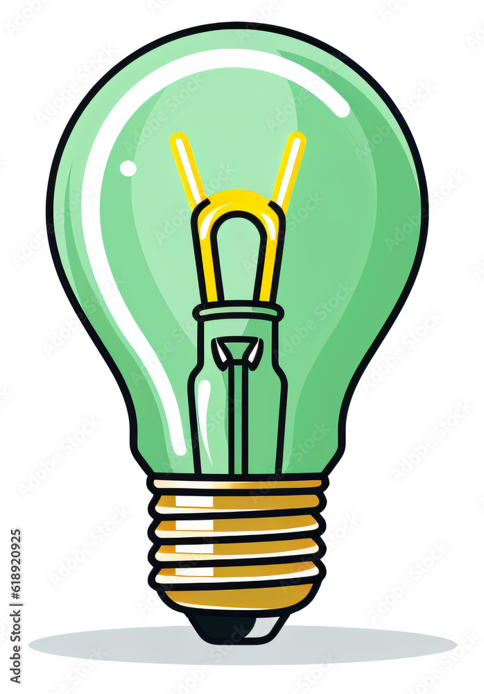 Green Bulb symbol isolated on the transparent background PNG. AI ...