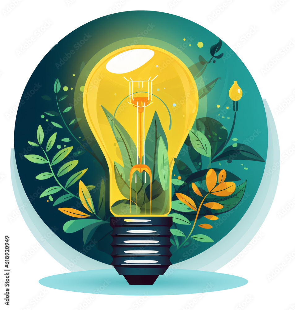 Green Bulb symbol isolated on the transparent background PNG. AI ...
