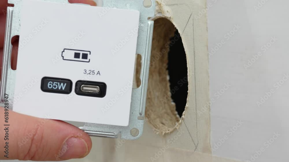 Installation of a USB Type-C socket at the head of the bed for charging ...