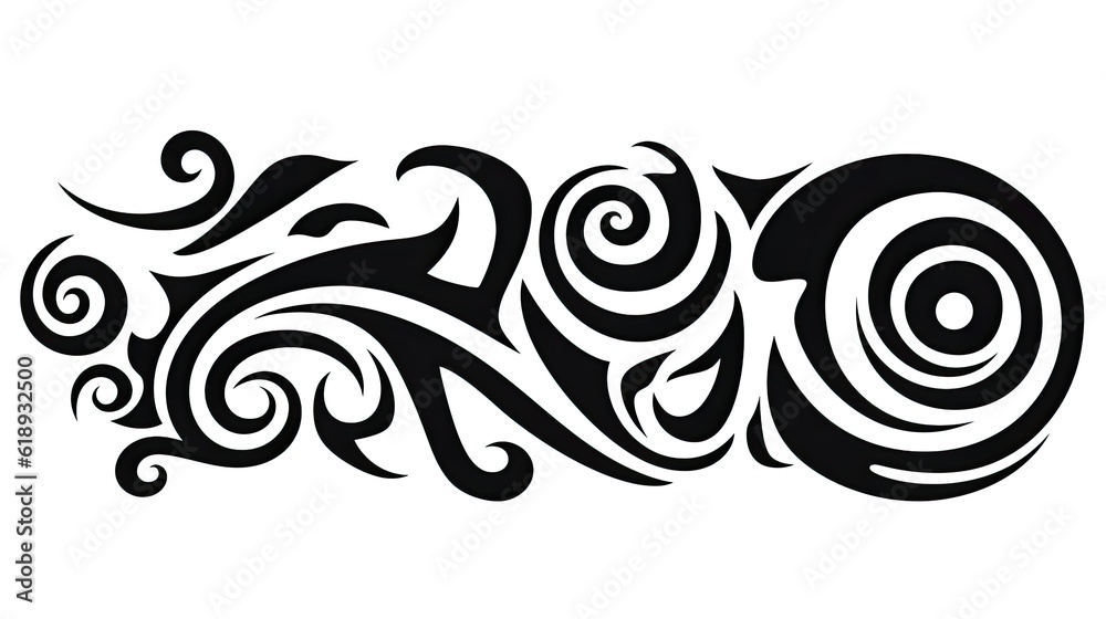 black and white swirl maori tattoo design ilustração do Stock | Adobe Stock