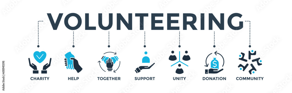 Volunteering banner web icon vector illustration concept for volunteer ...
