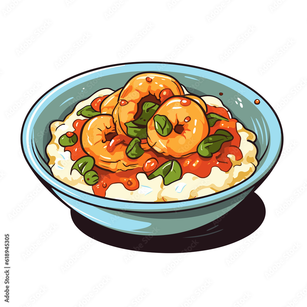 Shrimp and Grits United States Food , PNG Cartoon, Illustration Stock ...