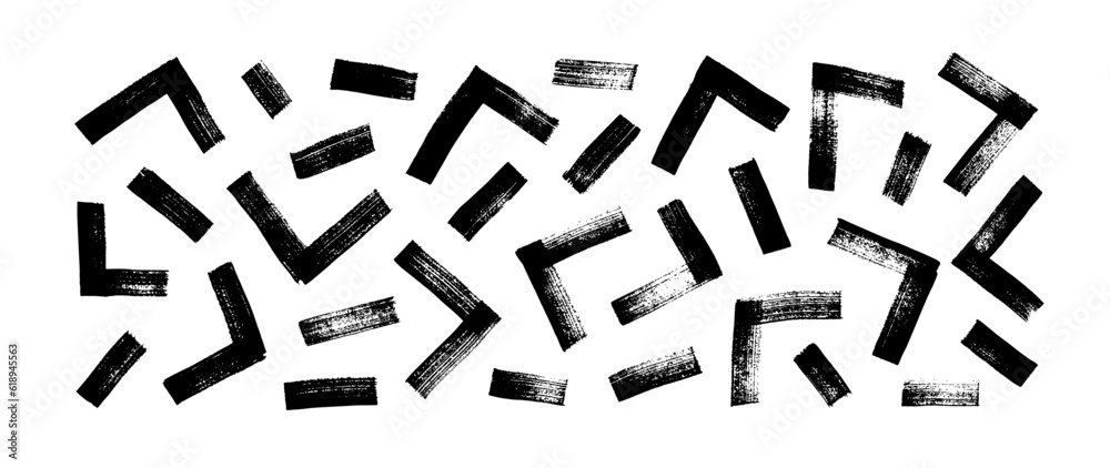 Collection brush drawn triangle lines with bold dashes. Thick geometric ...