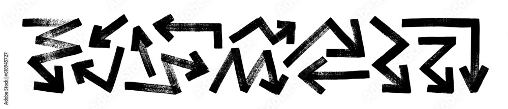 Arrow icons with various directions collection. Bold brush drawn arrows ...