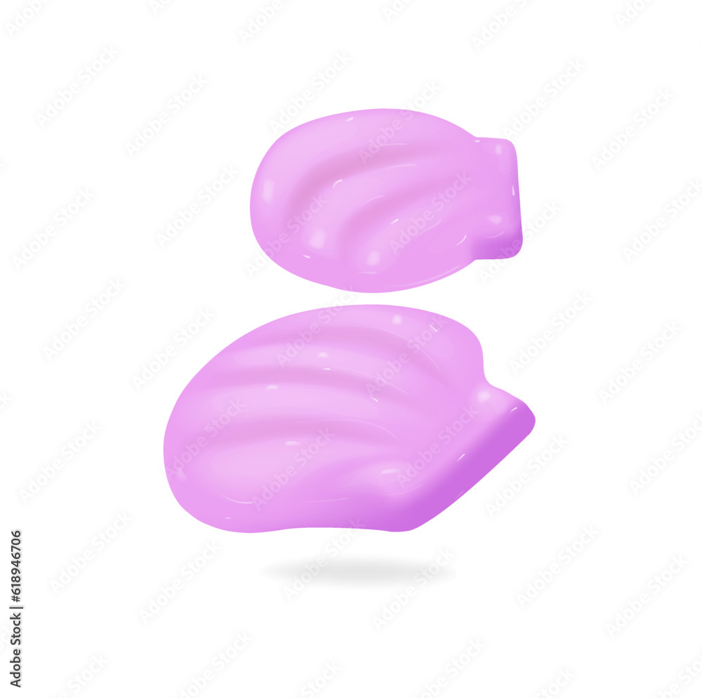 Pink shells vector symbol, isolated on white background. Shell clam ...