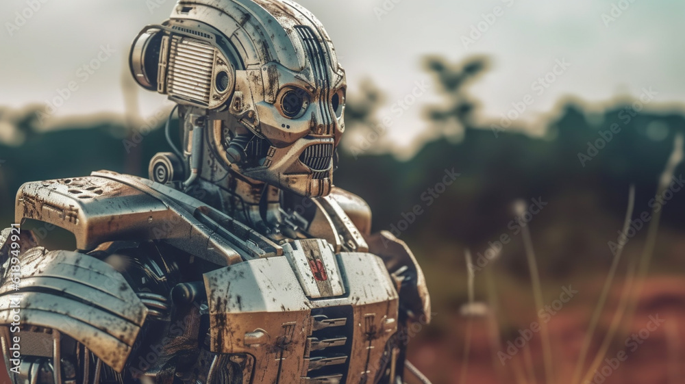 robot is a soldier with combat gear, artificial intelligence and ...