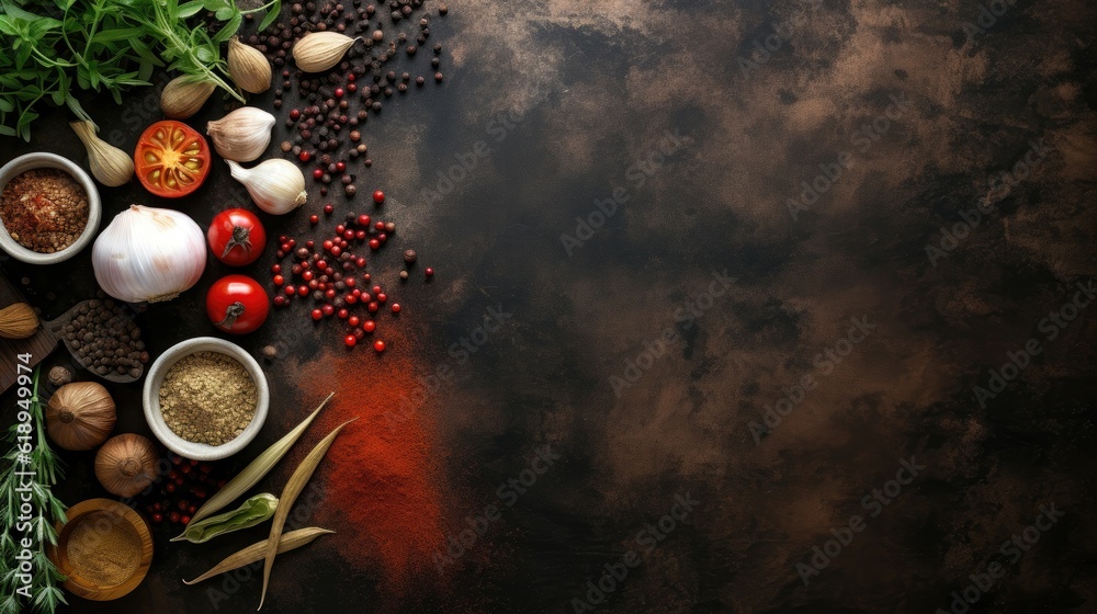Food Background. Cooking. On the old background. Free copy space. Top ...