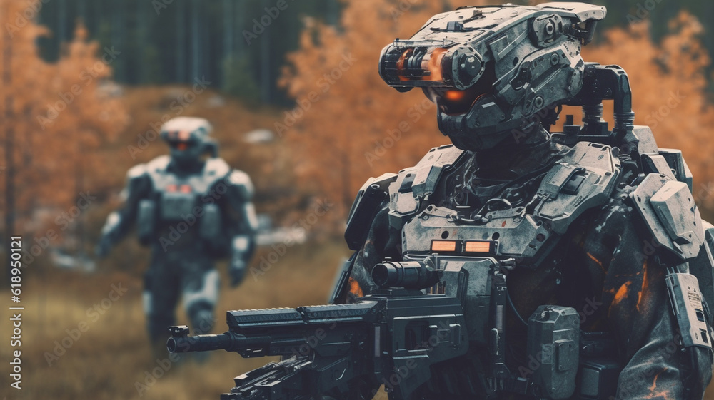 a robot is a soldier with combat gear, artificial intelligence and ...