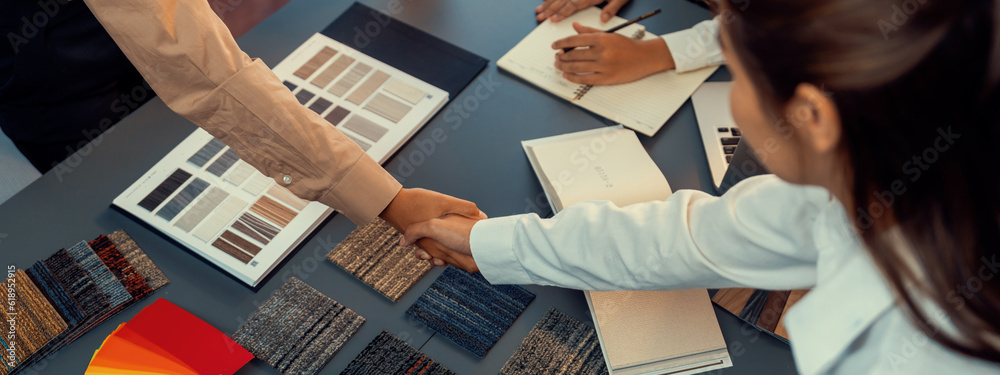 Interior designer shake hand with client or colleagues after made ...