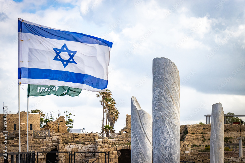 ruins of the ancient roman theatre, caesarea, israel, roman landmark ...
