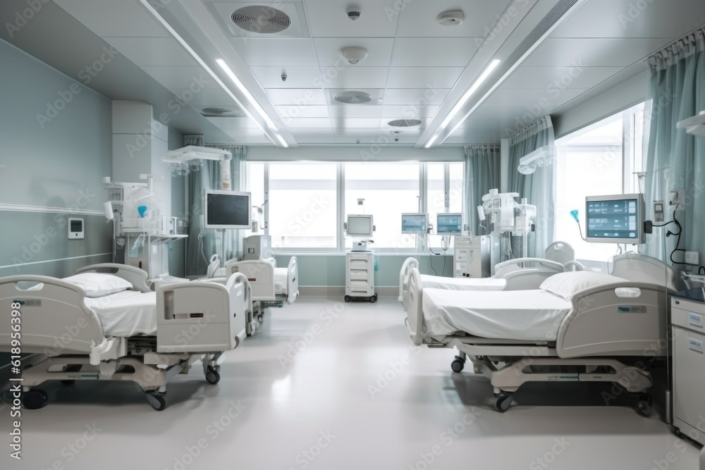 ventilation system in hospital room, with clear view of the patient and ...