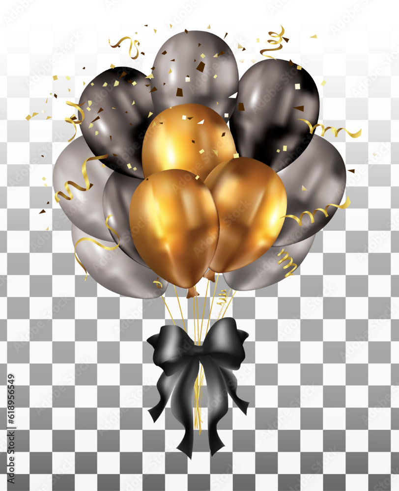 Glossy Happy Birthday Concept with Balloons isolated on transparent ...