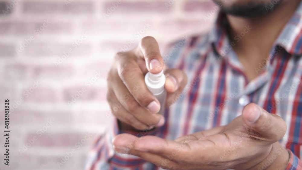 using spray hands on hand sanitizer to cleaning hands hygiene Infection ...