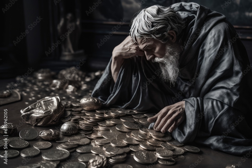 Judas 30 pieces of silver, sack thirty coins biblical symbol betrayal ...